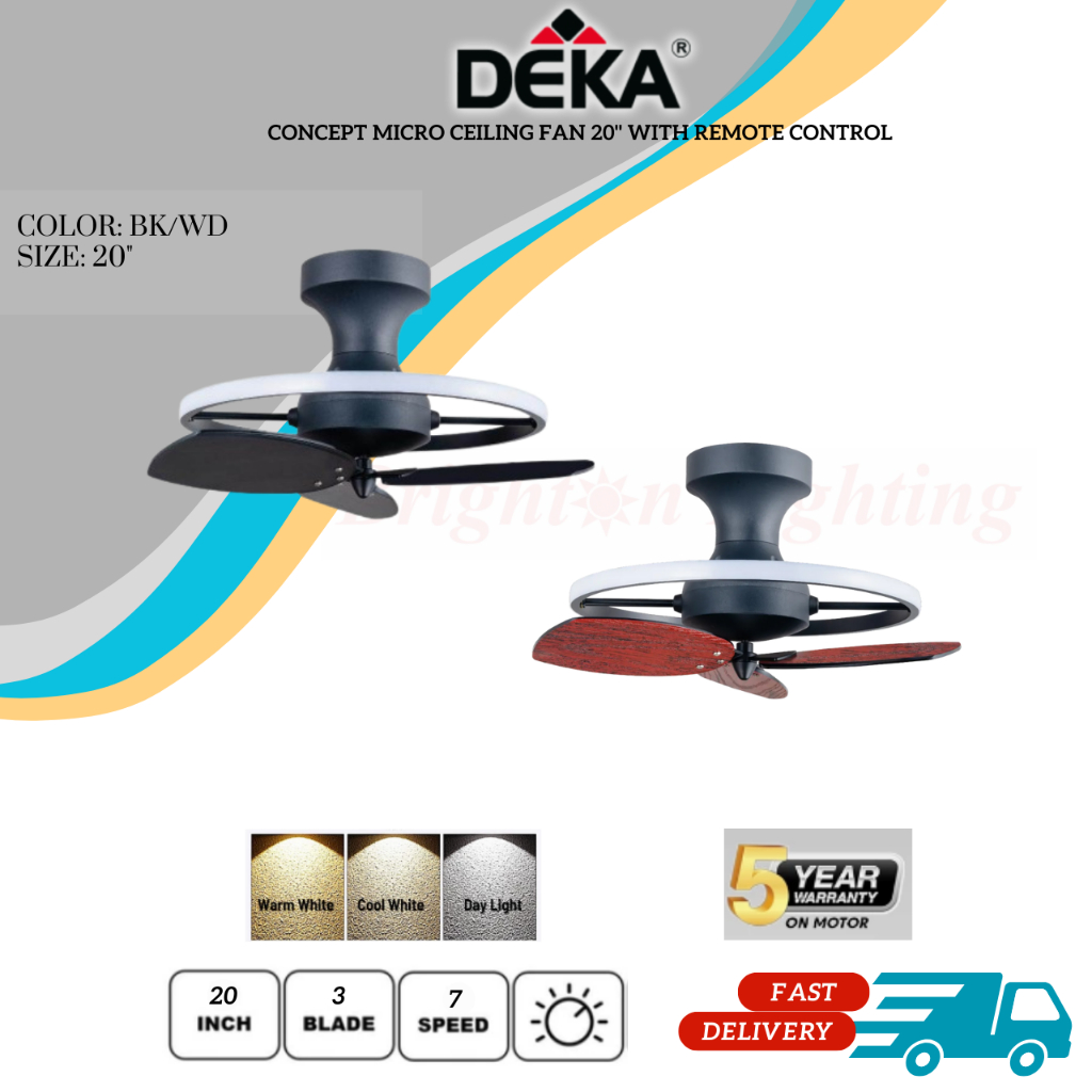 DEKA CONCEPT MICRO DC MOTOR CEILING FAN 20" WITH REMOTE CONTROL KIPAS ...