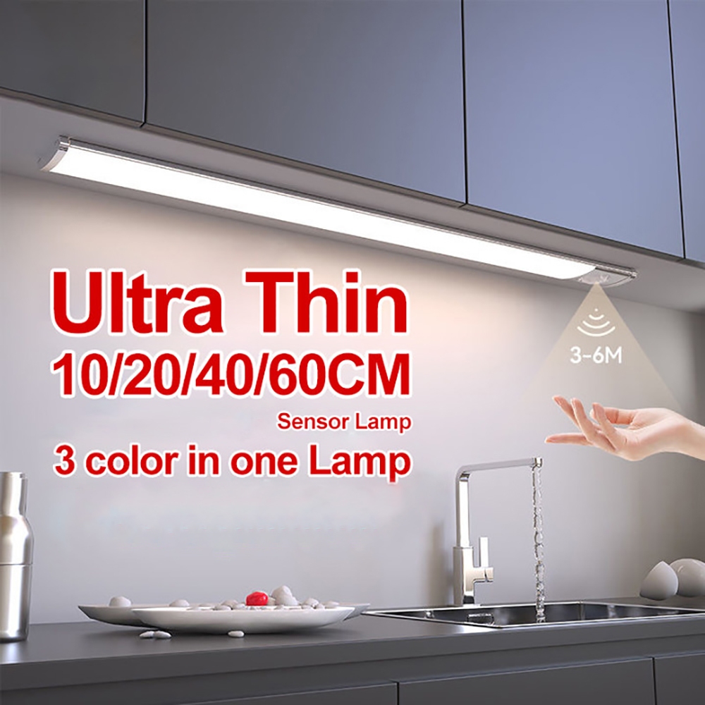 3 Color LED Light Motion Sensor Light Strip USB Type-C Rechargeable ...