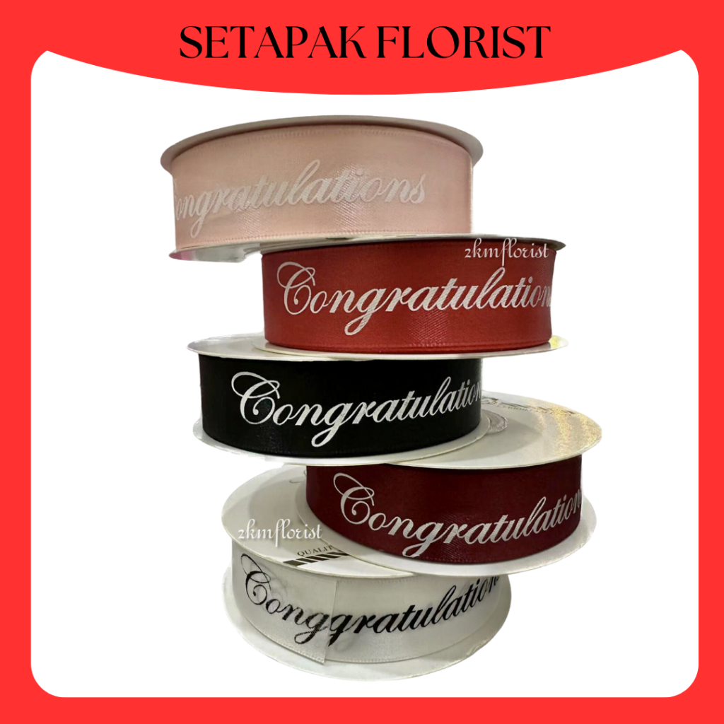 (22M) 2.5CM CONGRATULATION Ribbon Graduation Reben Riben Gift Satin ...