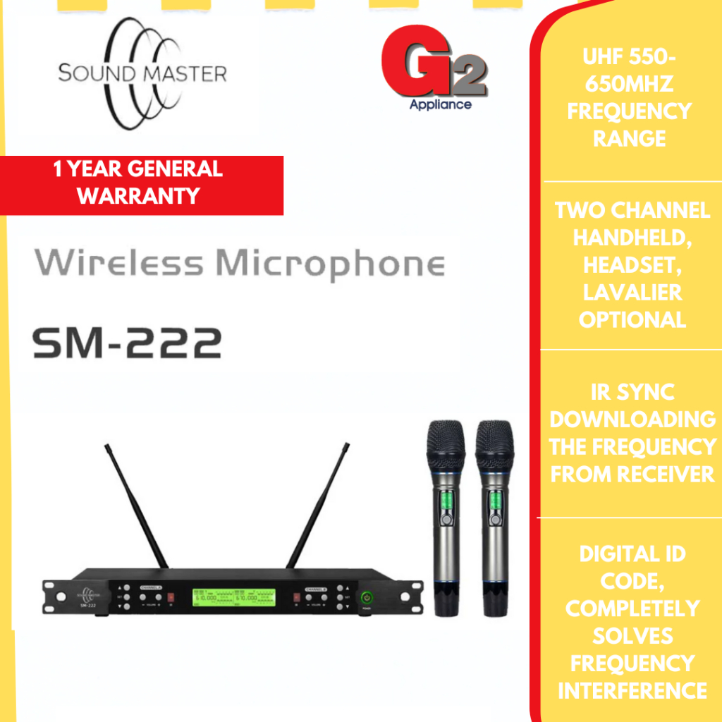 SOUND MASTER SM-222 DUAL PROFESSIONAL WIRELESS UHF MICROPHONE SYSTEM | Shopee Malaysia