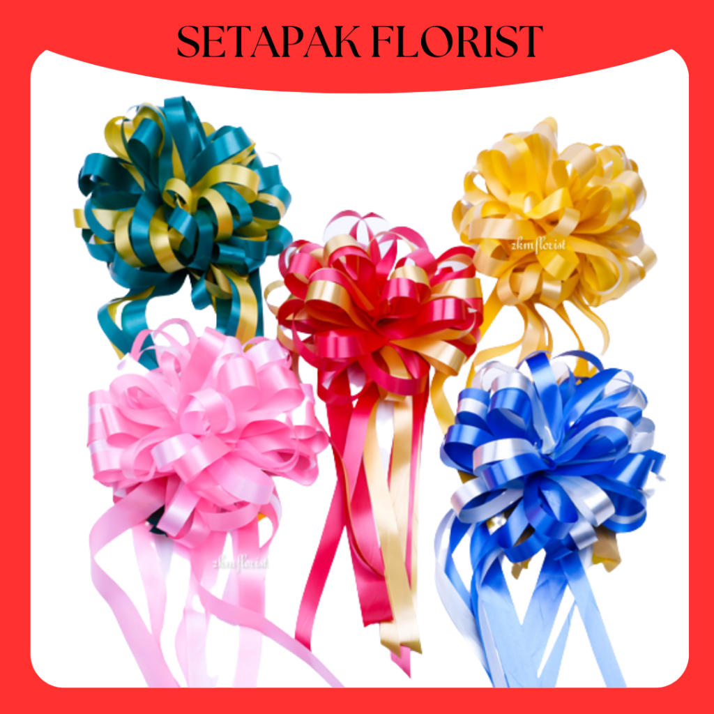 (5PCS) 150CMX5.5CM CLASSIC PULL Ribbon Reben Riben Gift Organza Flower ...