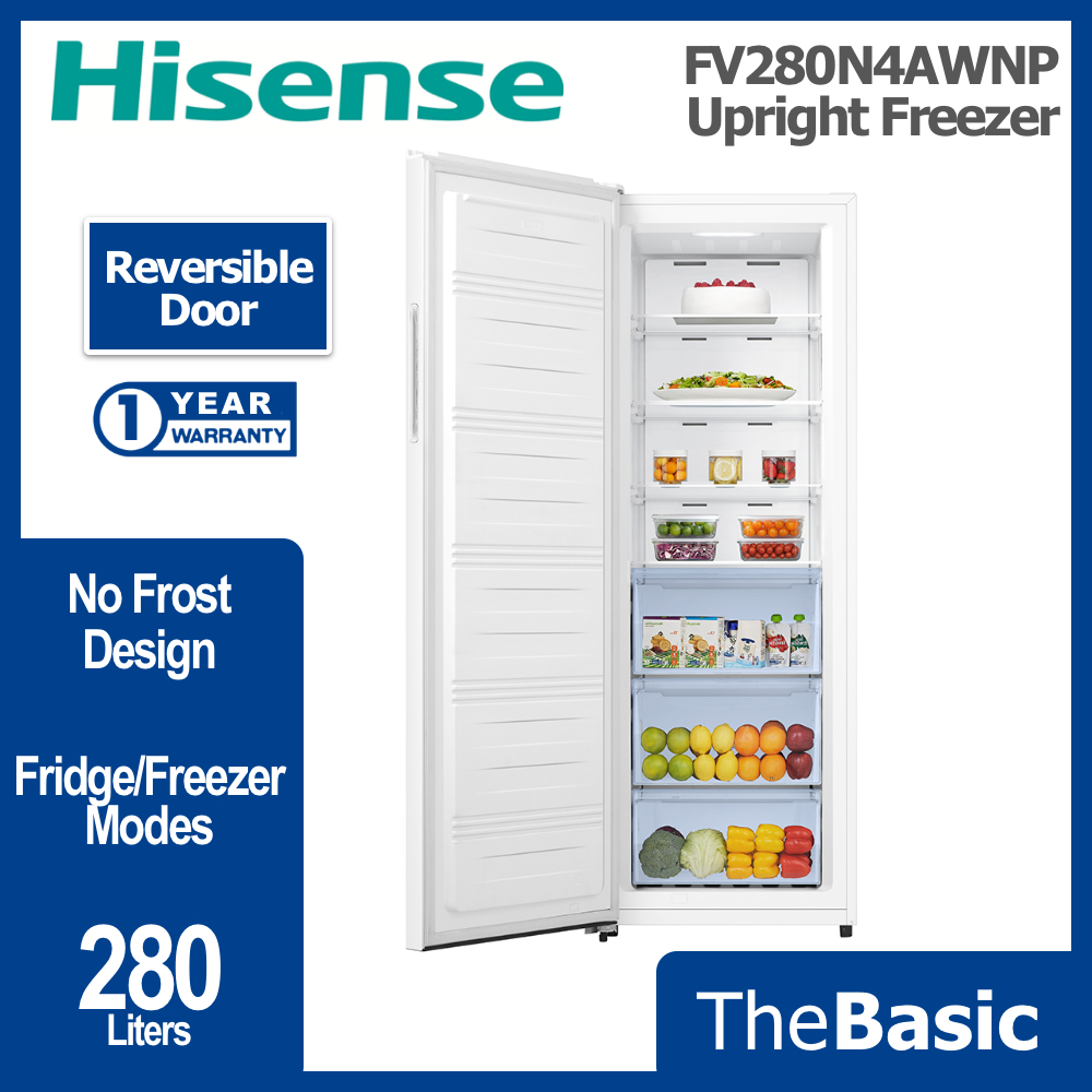 HISENSE 280L R600a Upright Freezer ( FV280N4AWNP ) | Shopee Malaysia