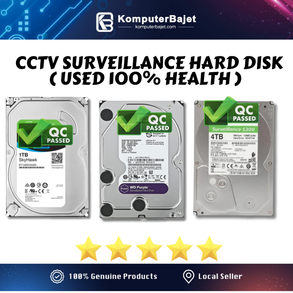 LOWEST PRICE !! 🔥HDD HARD DISK CCTV SURVEILLANCE DVR WD PURPLE TOSHIBA SEAGATE SKYHAWK ...