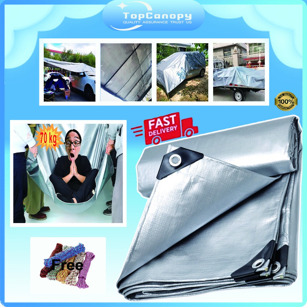 Durable Silver Tarpaulin Sheet, Multipurpose Waterproof Shade Canopy ...