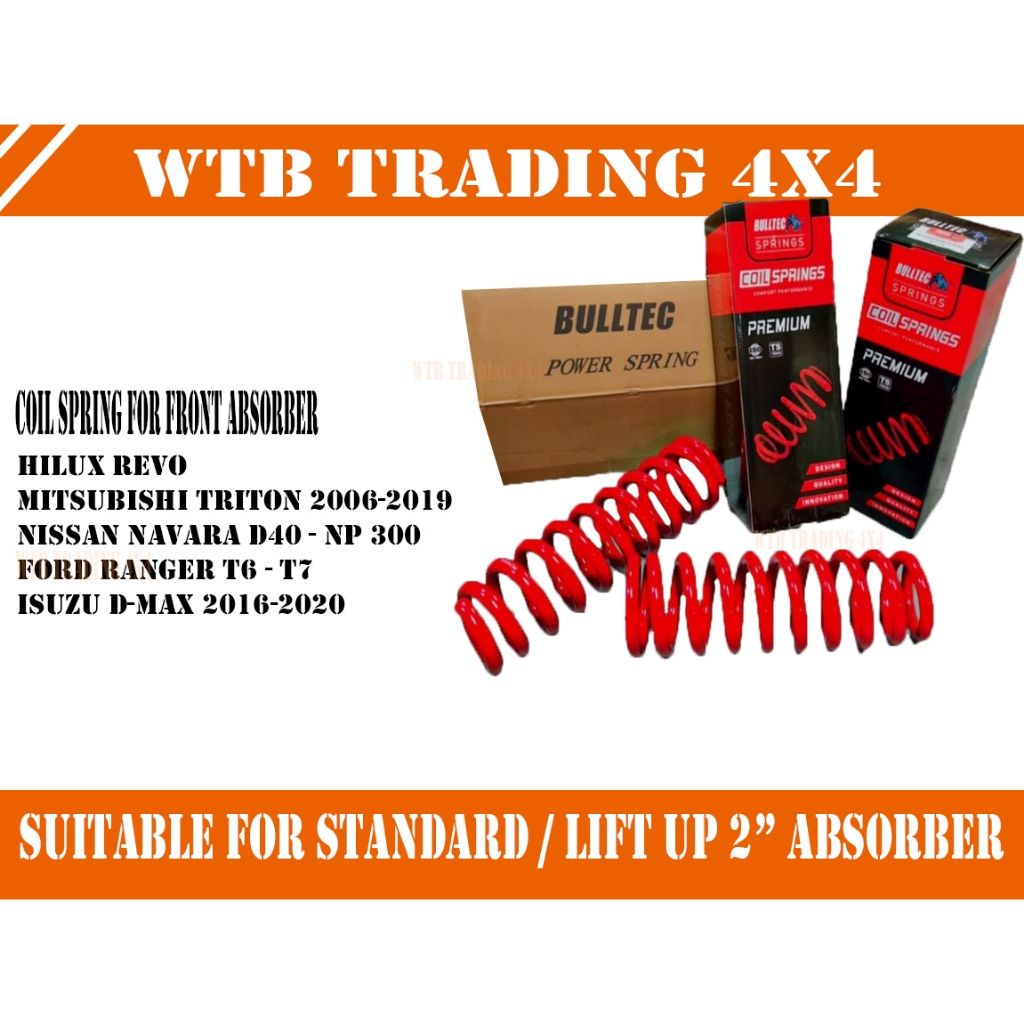 (1 Pair)Front SET BullTec Coil Spring For Hilux Triton Navara D40 NP300 ...