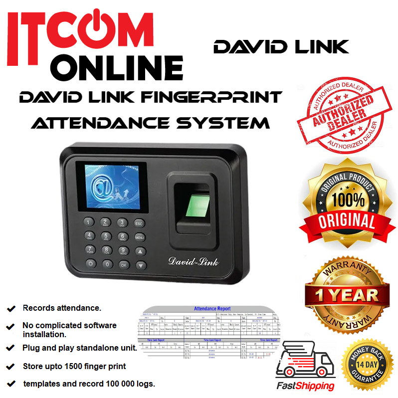 DAVID LINK FINGERPRINT ATTENDANCE SYSTEM (W-3088) BLACK | Shopee Malaysia
