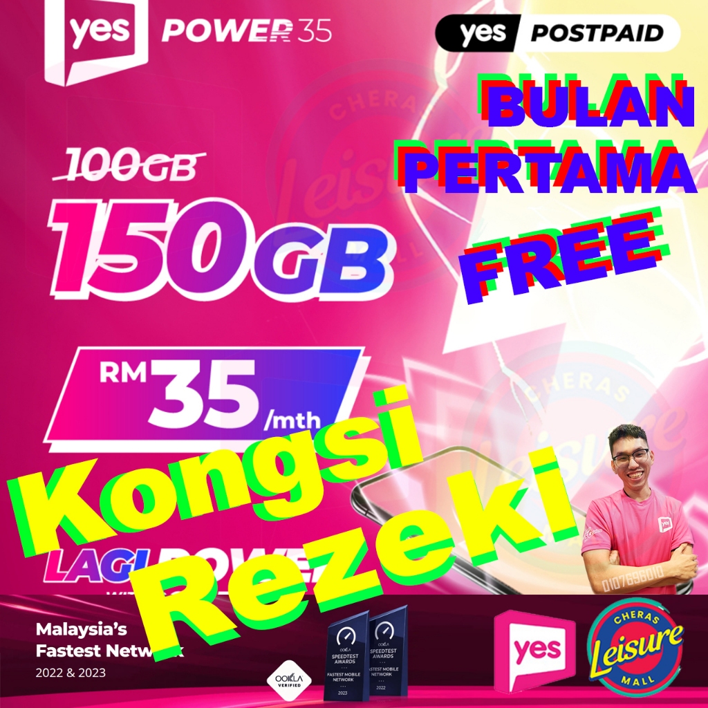 Yes Power 35 Postpaid Plan UNLIMITED CALL DAN 150GB CAN SHARE HOTPORT ...