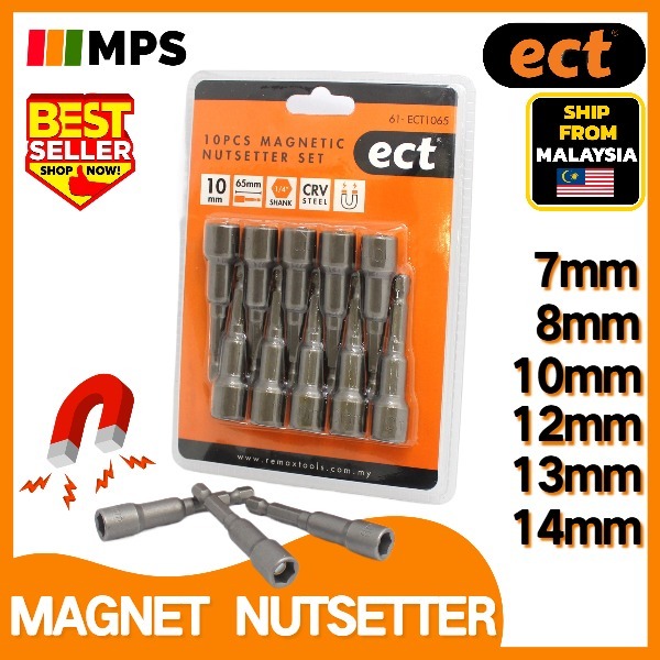 ECT Magnetic Nut setter Nut Driver Hexagon Magnetic Pemutar Nut Drill ...