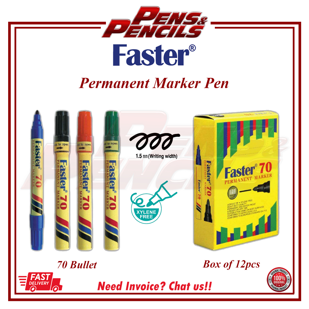 Faster 70 Permanent Marker (Bullet Nib) / 90 Permanent Marker (Chisel ...