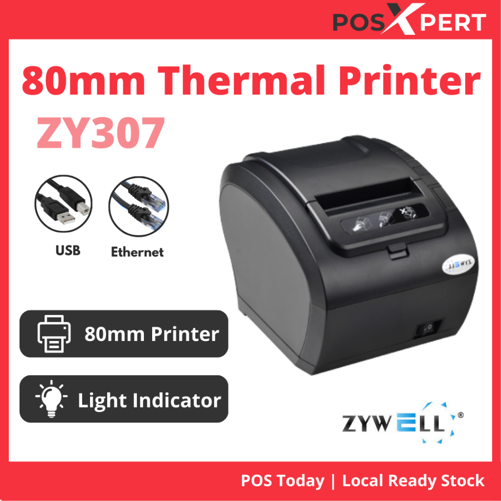 Zywell ZY307 80mm Thermal Receipt Printer Pos System USB/USB + LAN ...