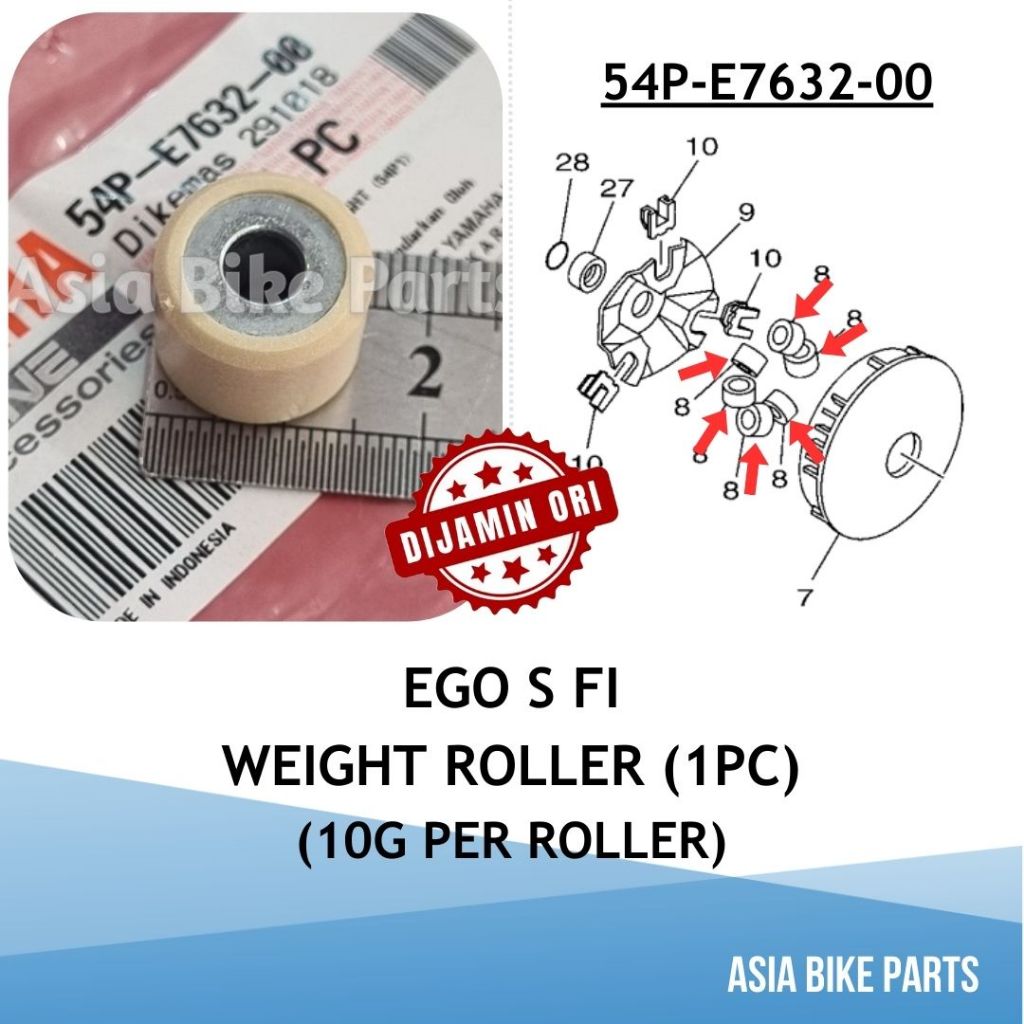 Yamaha Original Ego S FI Fuel Injection Weight Roller / Pulley Bearing ...