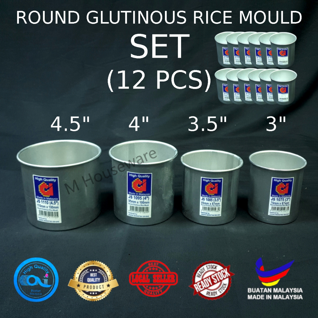 Aluminium 3"~4.5" Round Glutinous Rice Mould SET 12pcs Loyang Kek Kuih ...