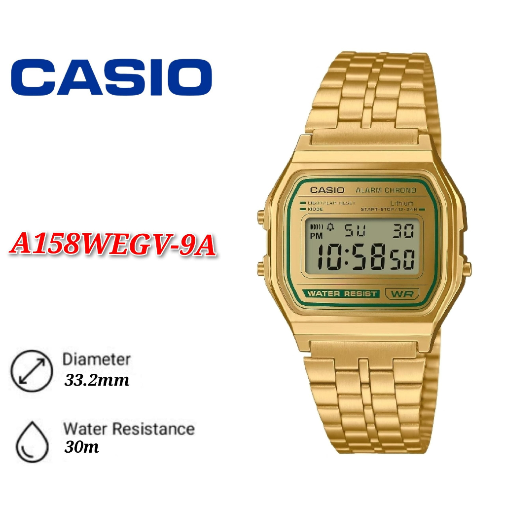 Casio Standard A158W Men's Stainless Steel Wrist Watch Model A158WEGV ...