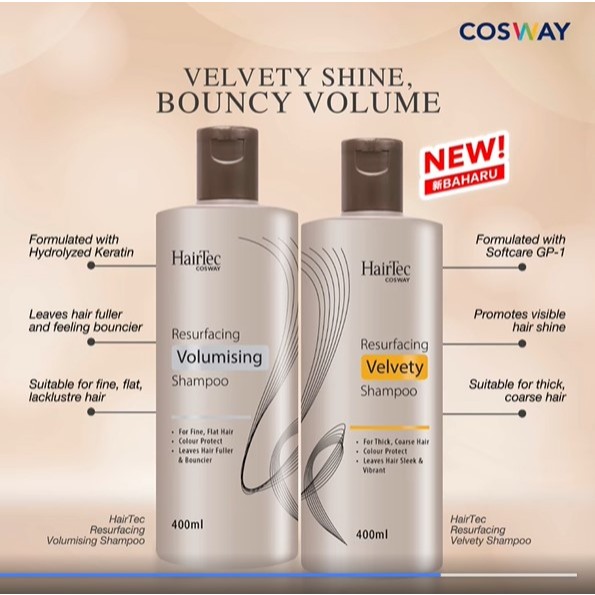 COSWAY HairTec Resurfacing Velverty Shampoo / Volumising Shampoo 400ml ...