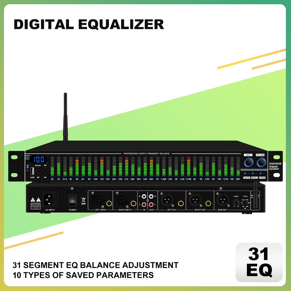 Dual Channel Graphic Equalizer Led Digital Audio Sound Processor Sound System Dj Equipment Audio ...