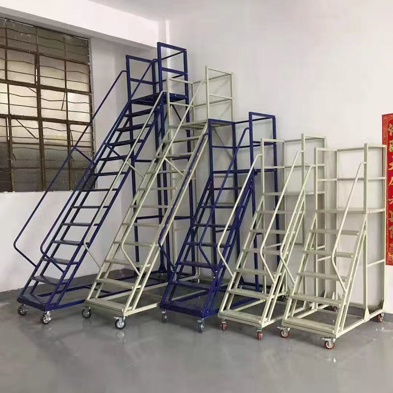 High-quality Climbing ladder mobile steps wheels thickened guardrail ...