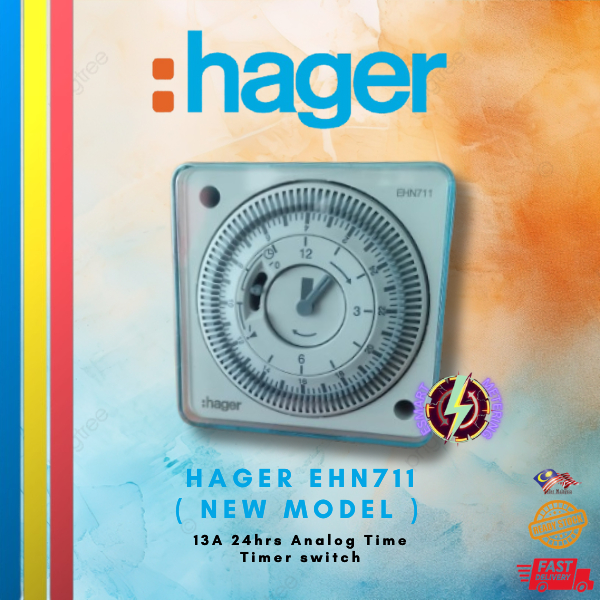 Hager EHN711 ( NEW MODEL ) 13A 24hrs Analog Time Timer switch | Shopee ...