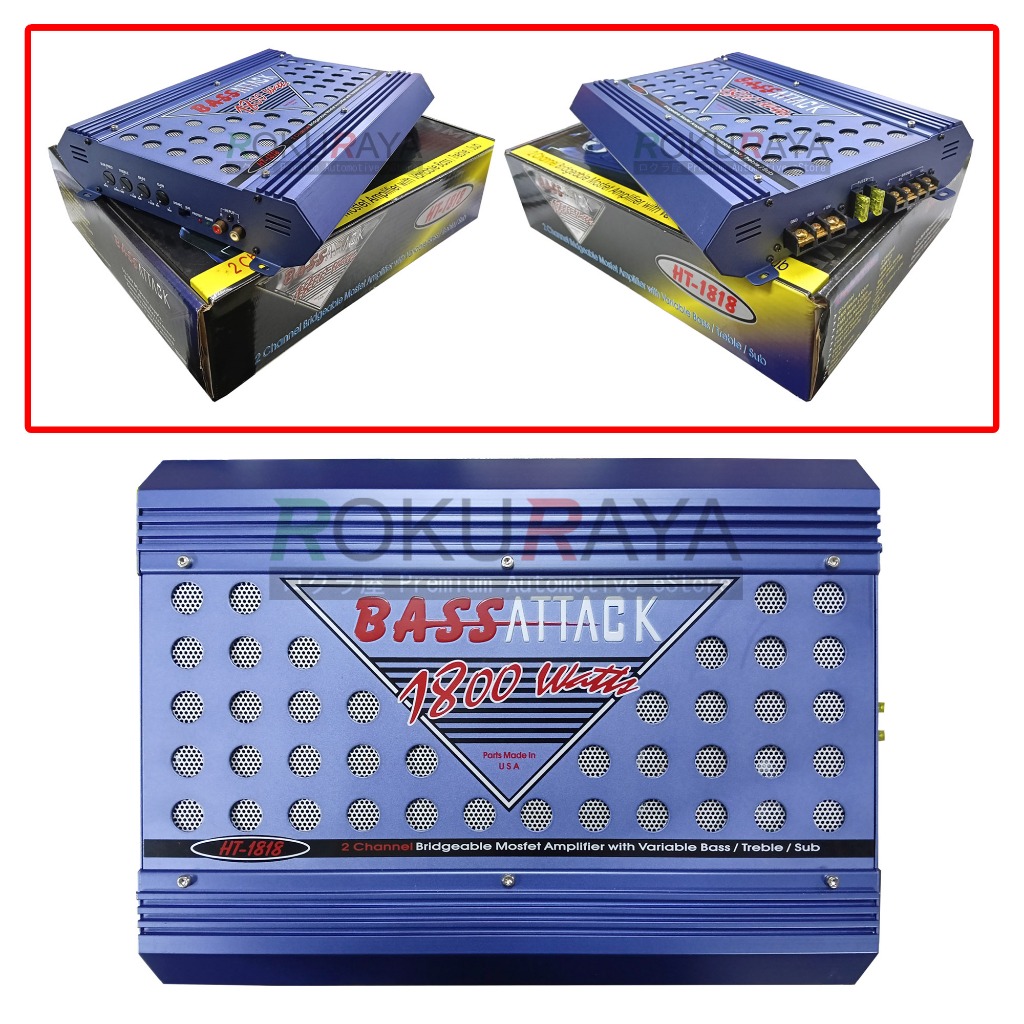 BASS ATTACK 1800 Watts 2 Channel High Power Car Amplifier Audio System ...