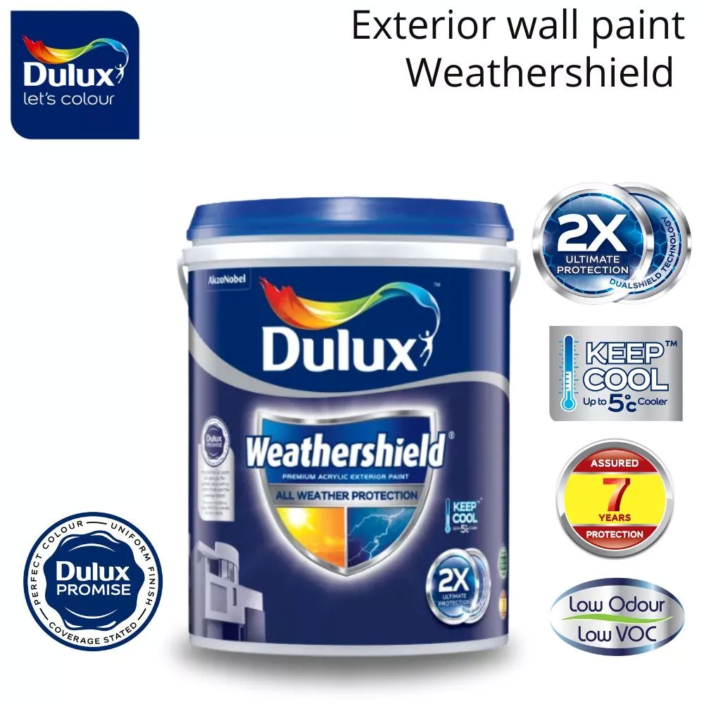 Dulux Weathershield Exterior Wall Paint - White Colour 5Liter | Shopee ...