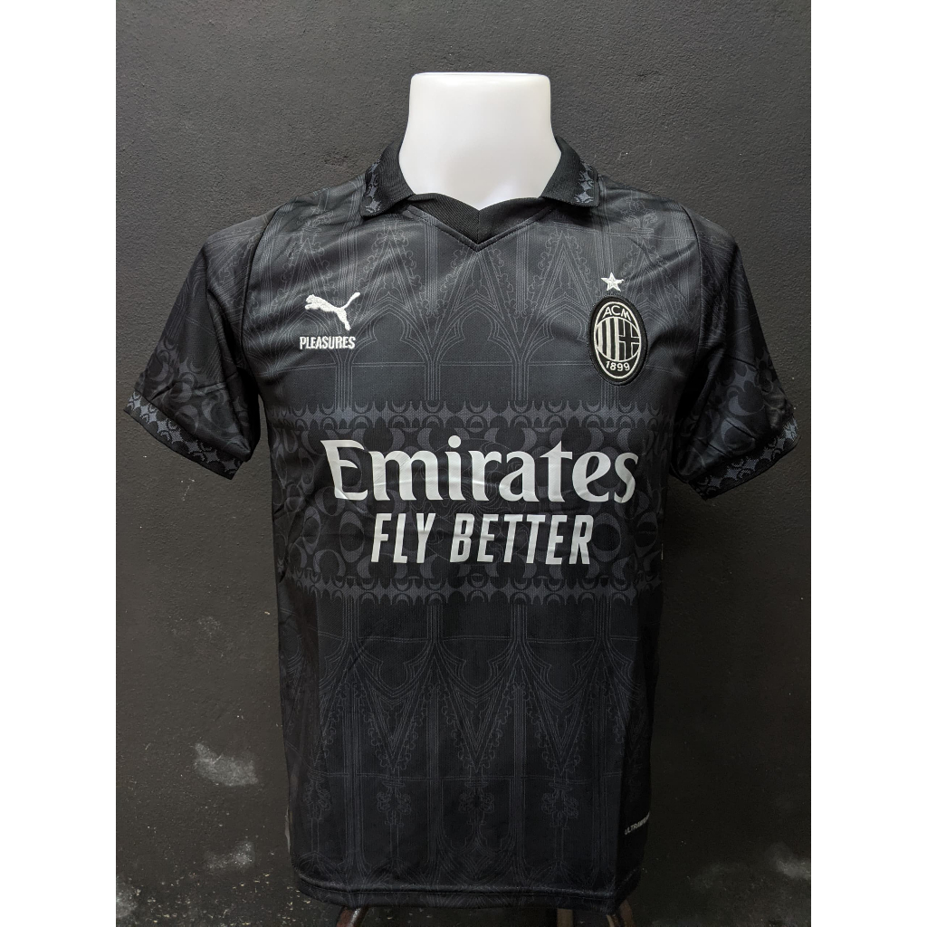 Ac milan x pleasures dark version jersi kit 2024 ( jersi ac milan ...