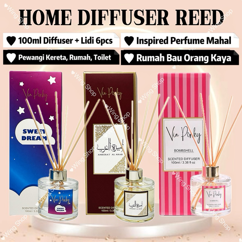 100% Original Via Pinky Reed Home Diffuser Perfume Rumah Ruang Tamu ...