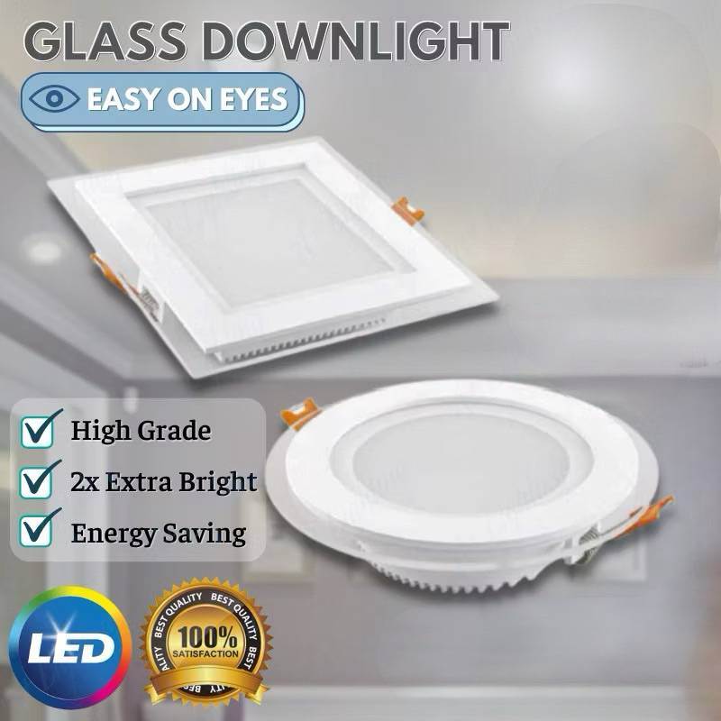 12w 18w 20W LED glass Recessed Downlight LED panel LIght Round Square ...