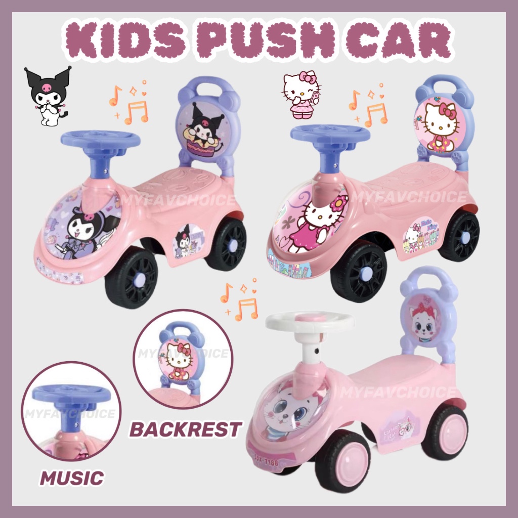 🔥With Music🔥 Kids Push Car Baby Car Kuromi Hello Kitty Kereta Tolak ...