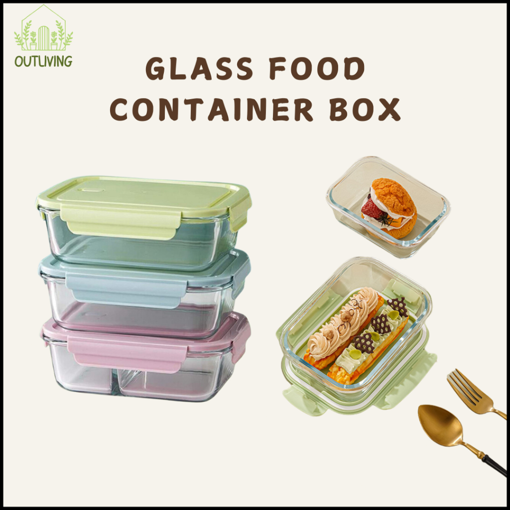 Glass Food Container Box with Cover Lid High Borosilicate Glass Lunch ...