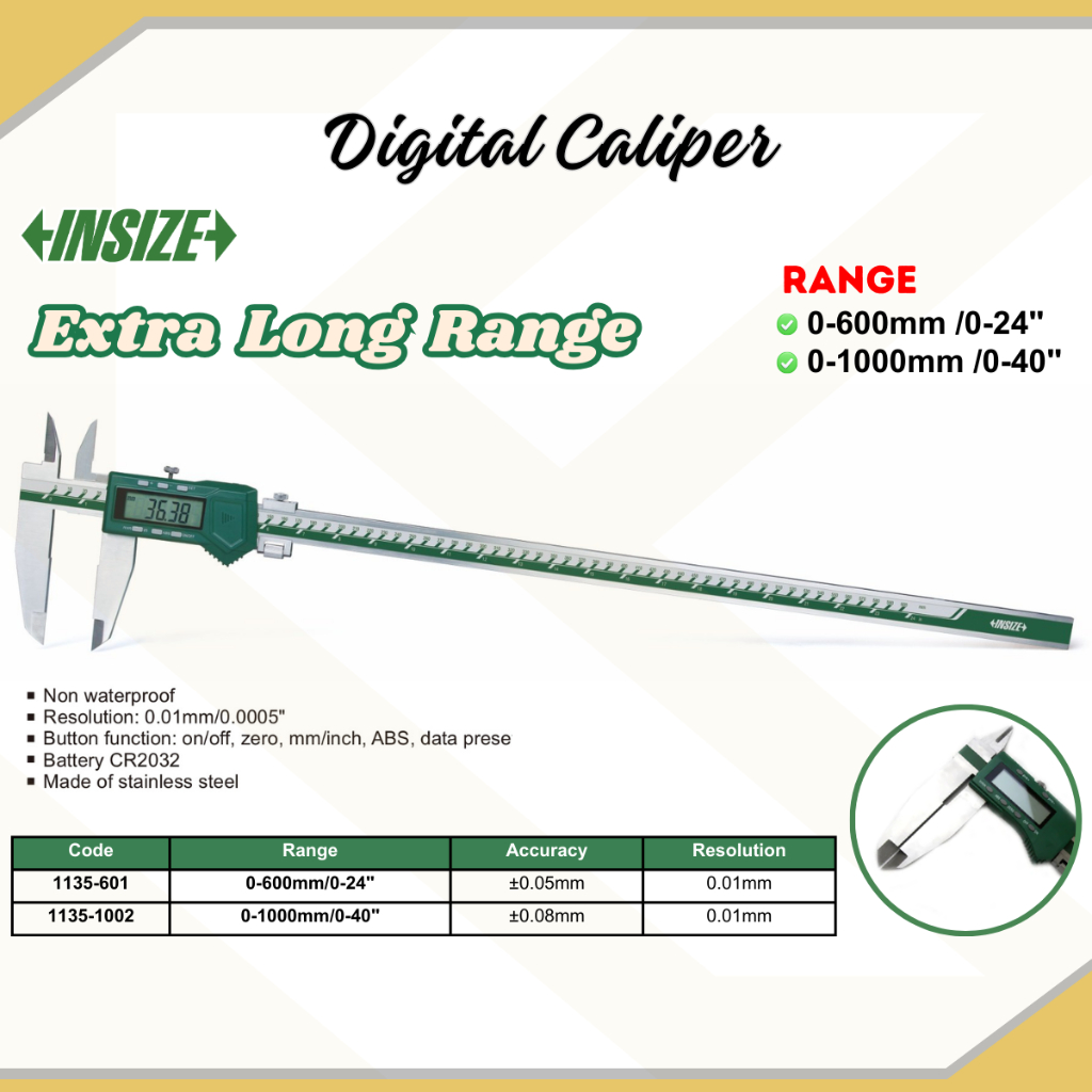 INSIZE Digital Caliper Long Range Measuring Tools 数码卡尺 | 0-600mm , 0 ...