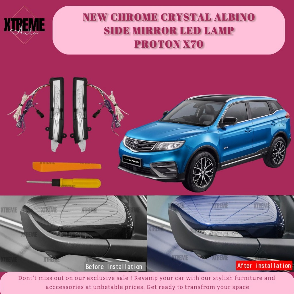 XTREME AUTO PROTON X70 CAR NEW CHROME CRYSTAL ALBINO SIDE MIRROR LED ...