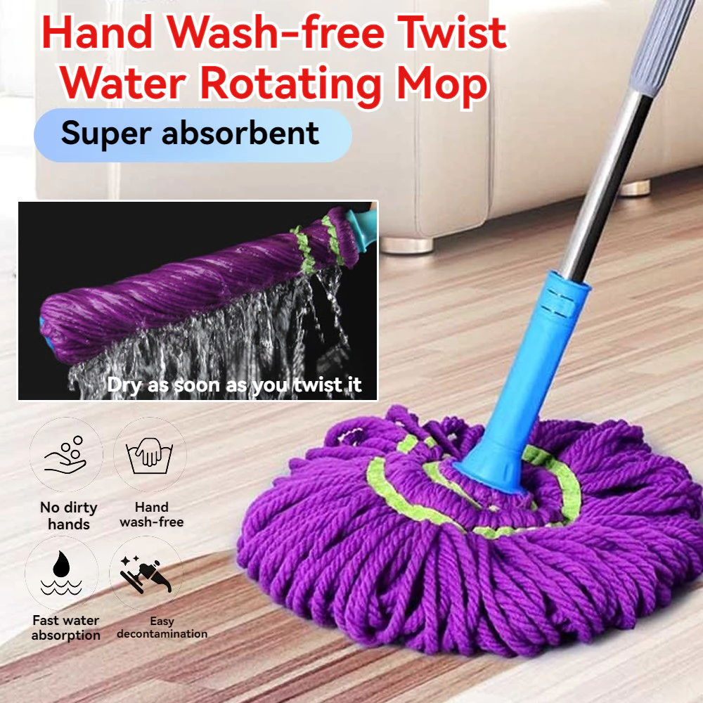 Magic Spinning Mops Set Twist Mop Water Locking Mop No Hand Wash Lantai ...