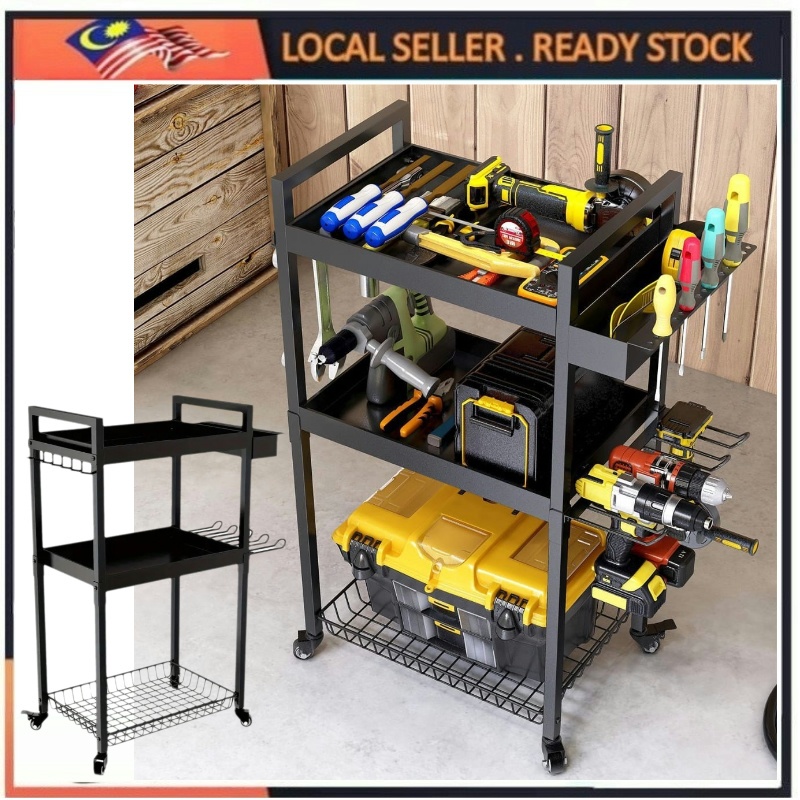 3 Layer Trolley Heavy-Duty Multi-Function Roller Power Tool Storage ...