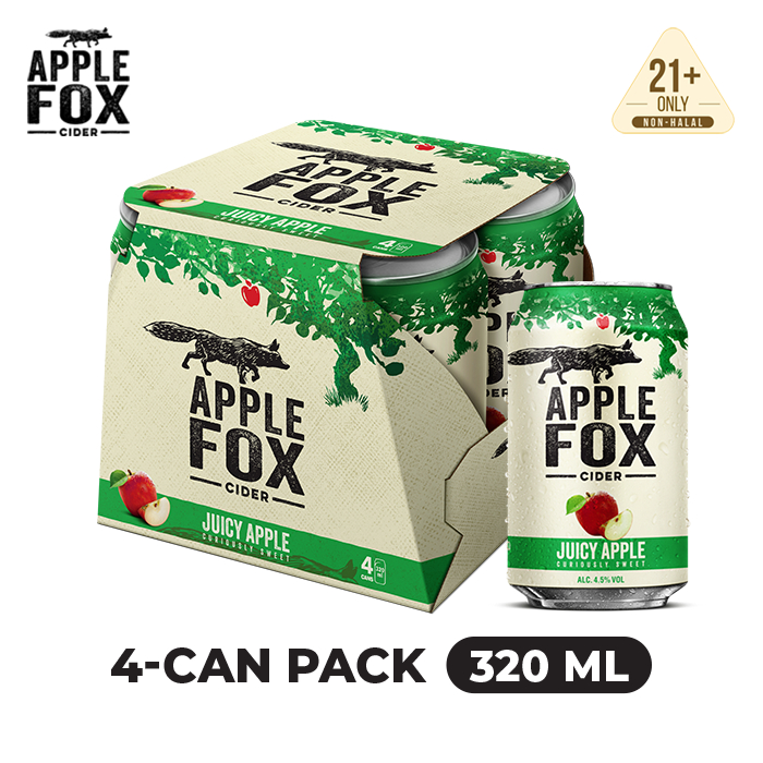 Apple Fox New Zealand Cider Can 4.5% Alcohol 4-Can Pack (4x320ml ...