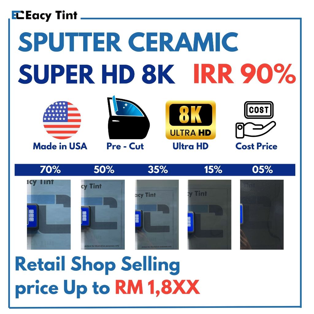 Sputter Super HD 8k Nano Ceramic ( Siap Potong) Tahan Panas 99% Tinted ...