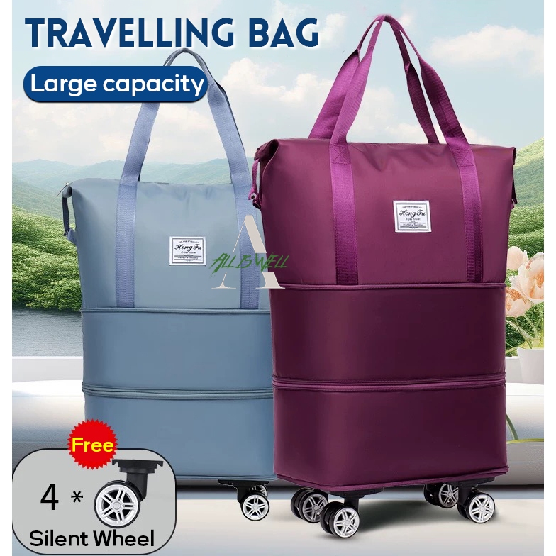 In Stock Foldable Travel Duffle Bag with Wheels Waterproof Large ...