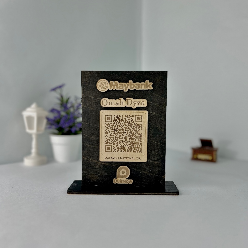 Custom Engraved Wooden QR Code Sign with Stand E-Wallets - SHIP OUT 1-3 ...
