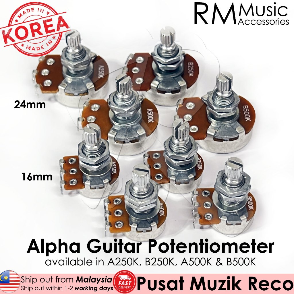 RM Alpha A250K B250K A500K B500K Audio Linear Guitar Tone Volume Pot ...