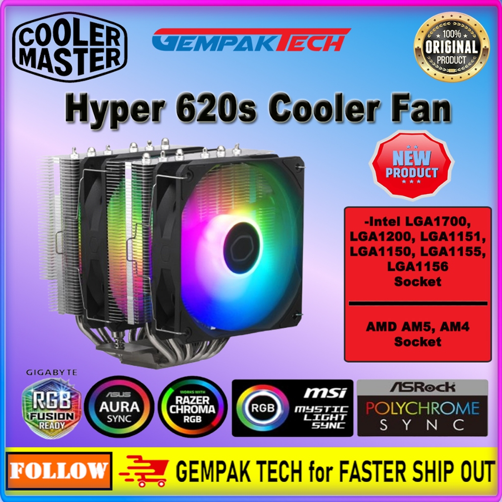Cooler Master Hyper 620s Dual Fan ARGB CPU Cooler Fan (RR-D6NA-17PA-R1 ...