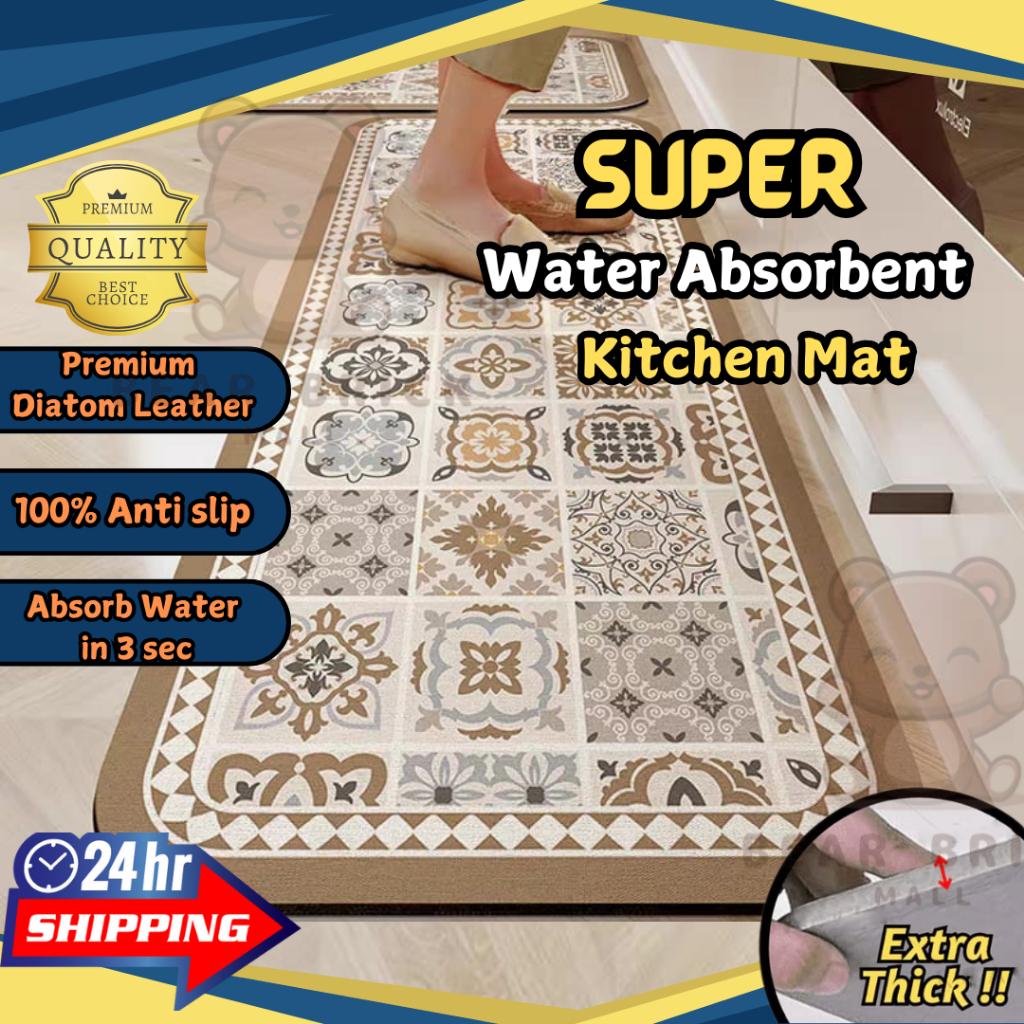 Long Absorbent Bath Mat Alas Kaki Karpet Kaki Antislip Floor Mat Fast ...
