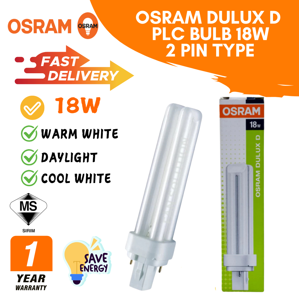 OSRAM PLC 18W DULUX D 2PIN TYPE(WARM WHITE 827/ COOL WHITE 840/ DAYLIGHT 865) | Shopee Malaysia
