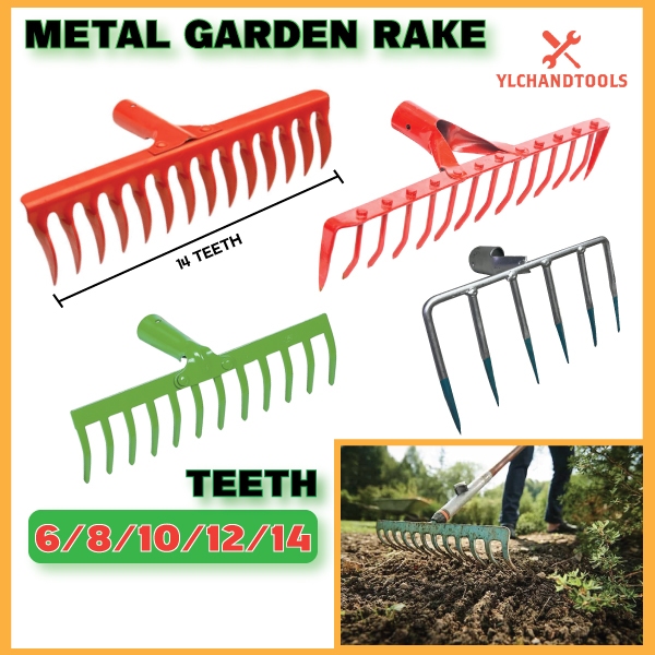 6T 8T 10T 12T 14T 16T Metal Grass Rake Crawler Garden Rake Head ...