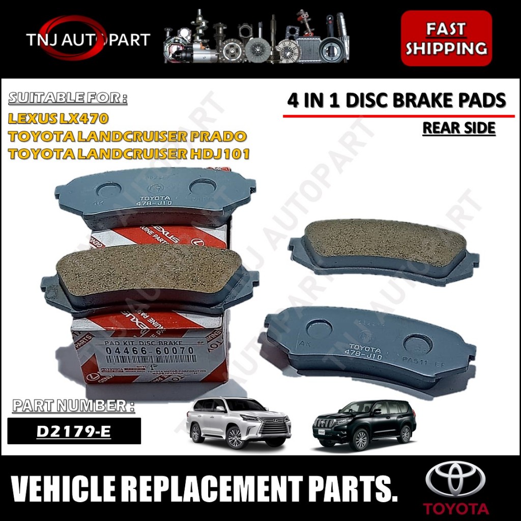 REAR BRAKE PADS - TOYOTA LEXUS LX470 / LANDCRUISER PRADO / HDJ101 ...