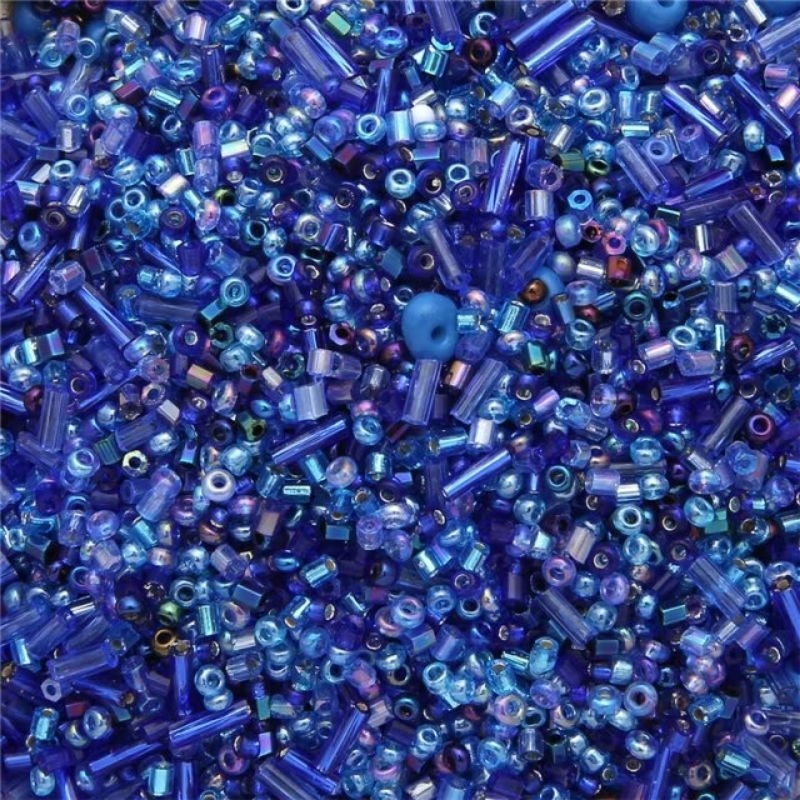 (Stok Msia) 800pcs Campuran Manik Kaca Tiub Biru Tua Pemisah Silinder ...