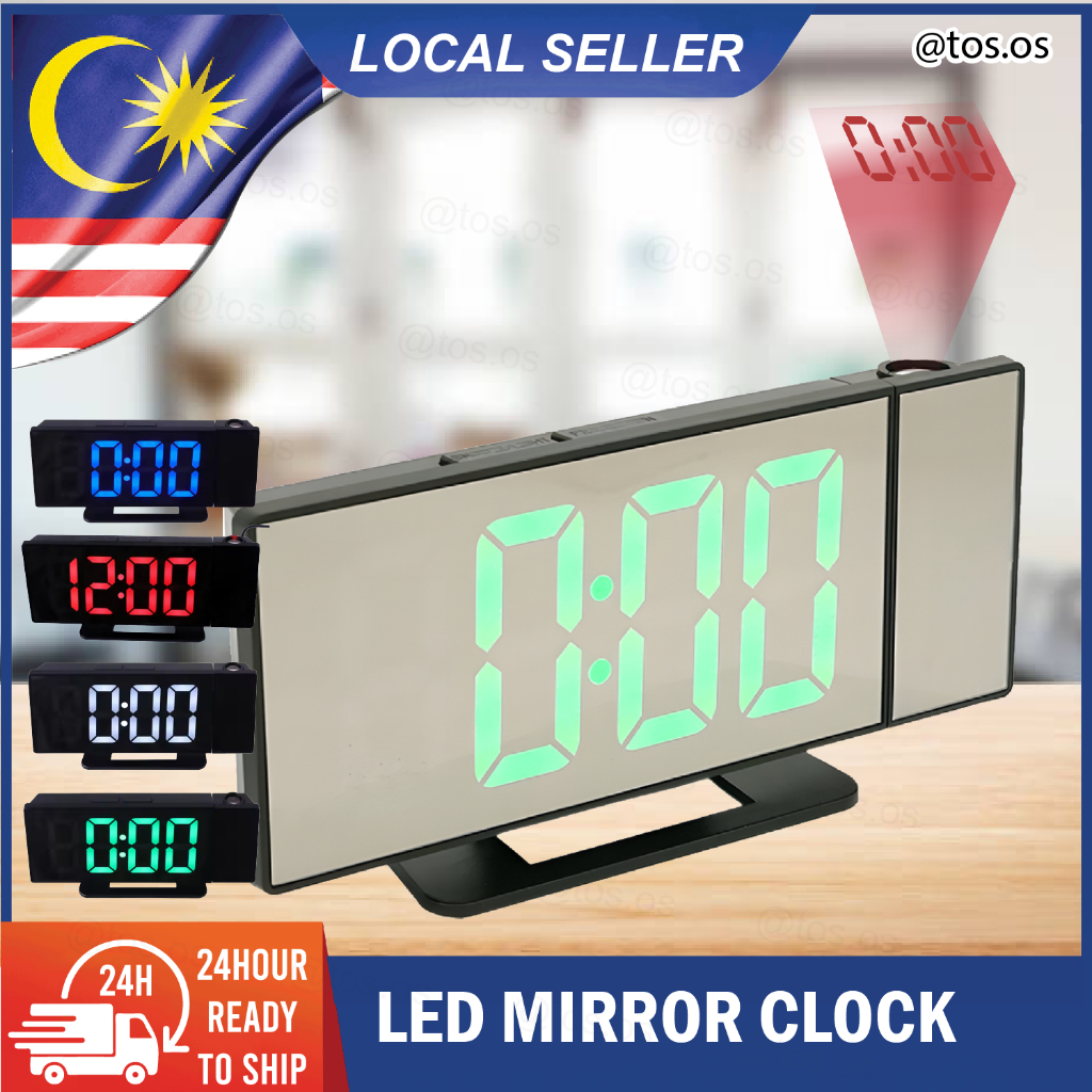 LED Digital Alarm Clock Projection Clock Ceiling with Time Temperature ...