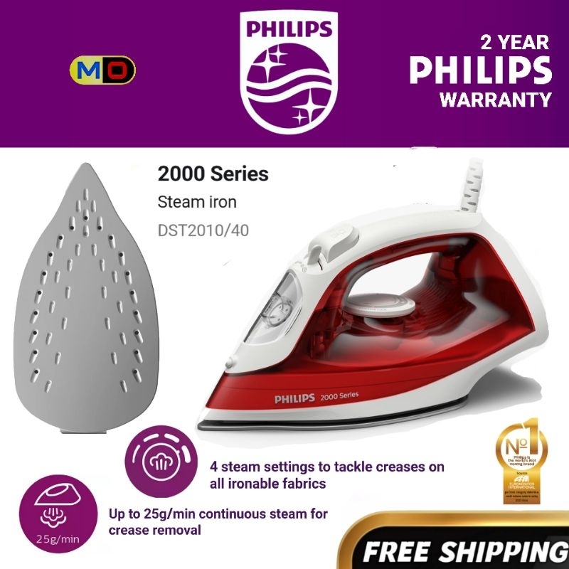 [NEW] PHILIPS Steam Iron 2000 Series with Ceramic Soleplate (DST2010 ...