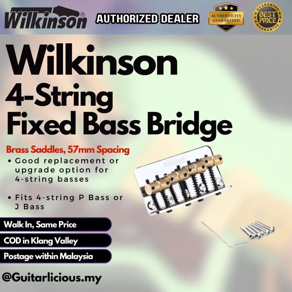 Wilkinson 57mm(2-1/4 inch) String Spacing 4-String Fixed Bass Bridge ...