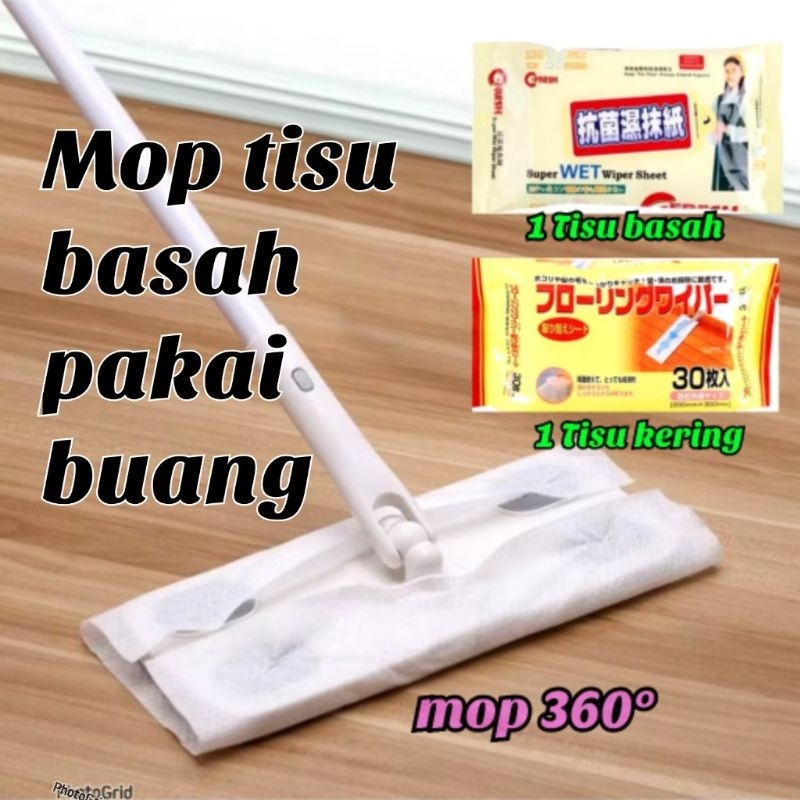 Mop tisu basah pakai buang set mop lantai pengelap lantai lap rambut ...