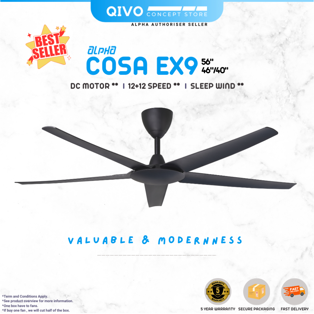 Alpha Cosa EX9 56"/40" DC Motor , 12+12 Speed Remote Control Super Wind ...