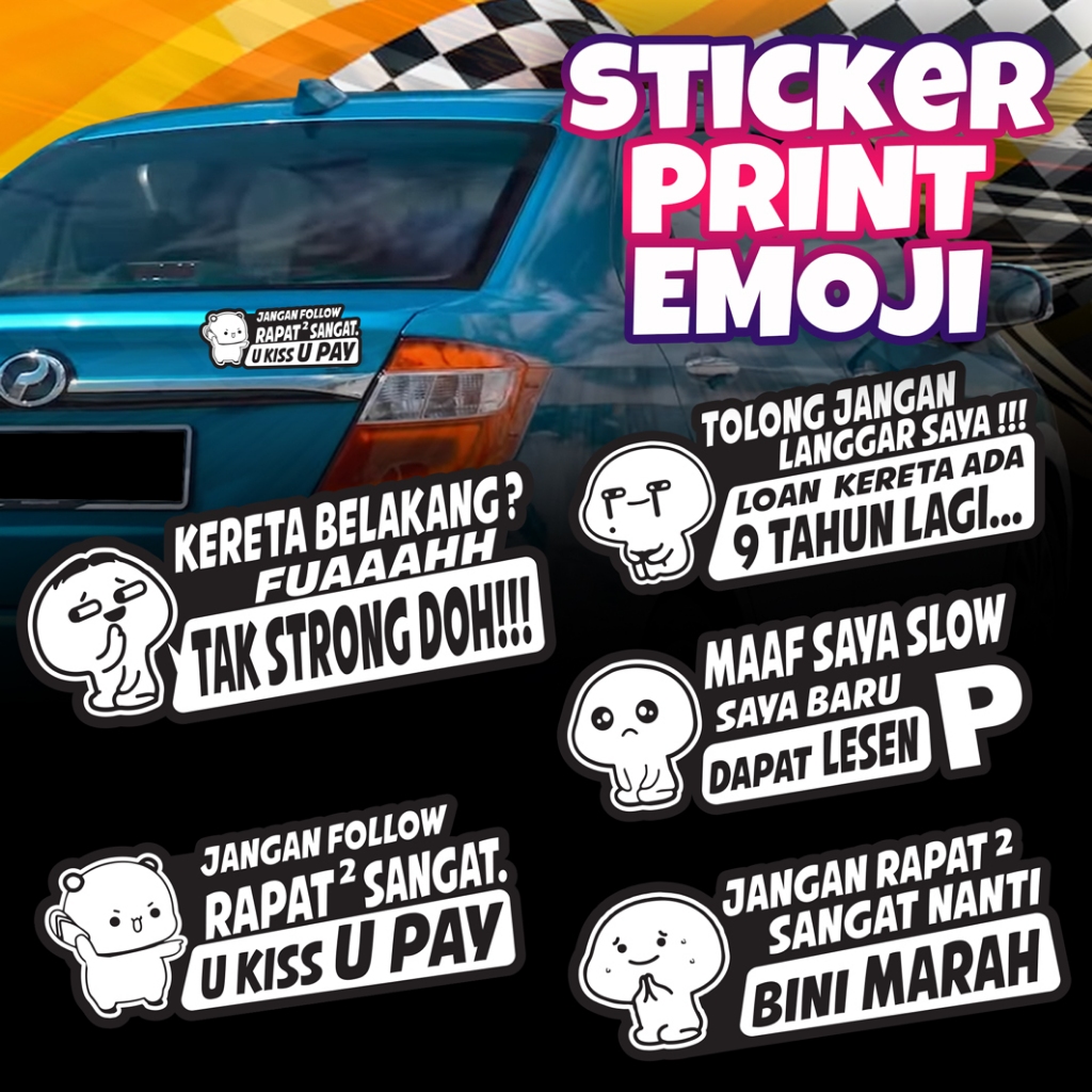 STICKER PRINT EMOJI LUCU / STICKER KERETA | Shopee Malaysia