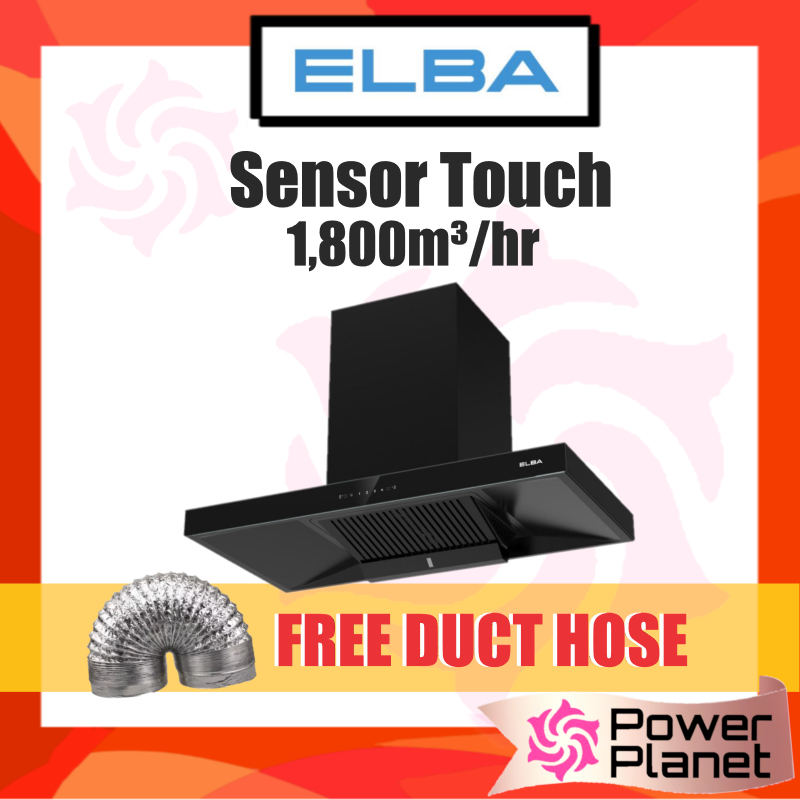 [FREE DUCT HOSE] Elba Designer Hood EH-R9033(BK) 1,800m³/hr Black ...